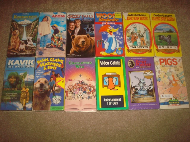 ANIMAL VHS LOT Kids Dog Cat Horse Cartoon Animated Family Movie Pet ...