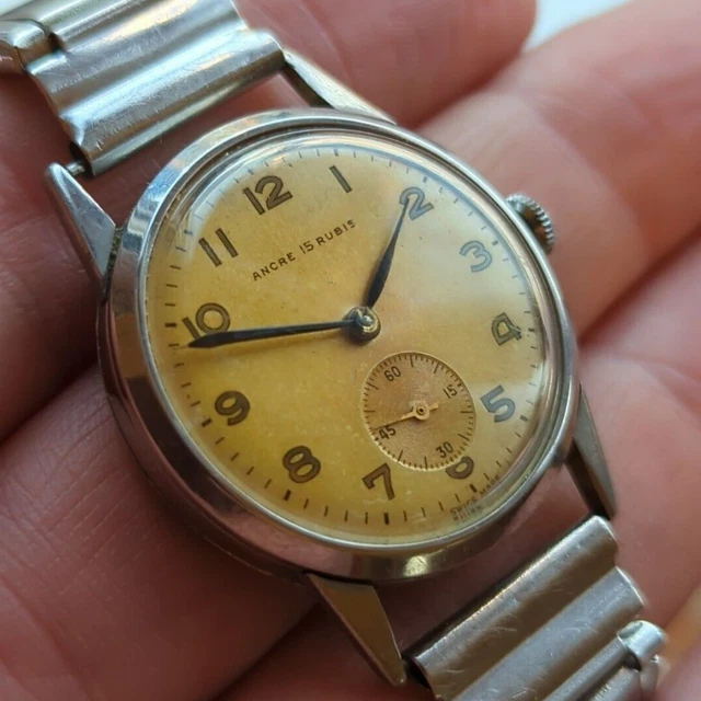 1940S ANCRE 15 Rubis Vintage Mens Watch, Stunning! & Tropical Patina ...