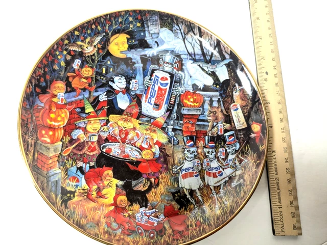 PEPSI-COLA PEPSI FRANKLIN Mint Bill Bell Plate 1995 Halloween Vampire ...