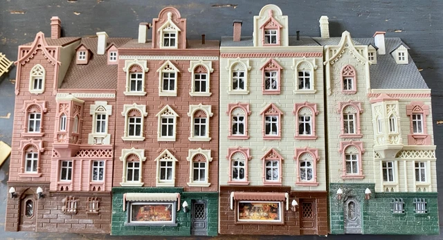 FALLER HO LOT 4 demi immeubles façade maquette montée ville magasins ...
