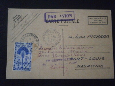 MADAGASCAR ENVELOPPE LETTRE Cover Carte Cp Avion Ffl Force Francaise Libre Plane EUR 55,00 ...