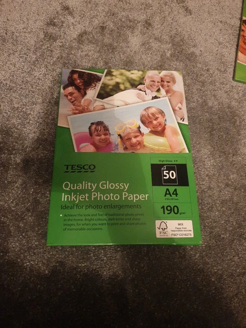 TESCO A4 GLOSSY photo paper 50 sheets 190gsm High Gloss £1.25 - PicClick UK
