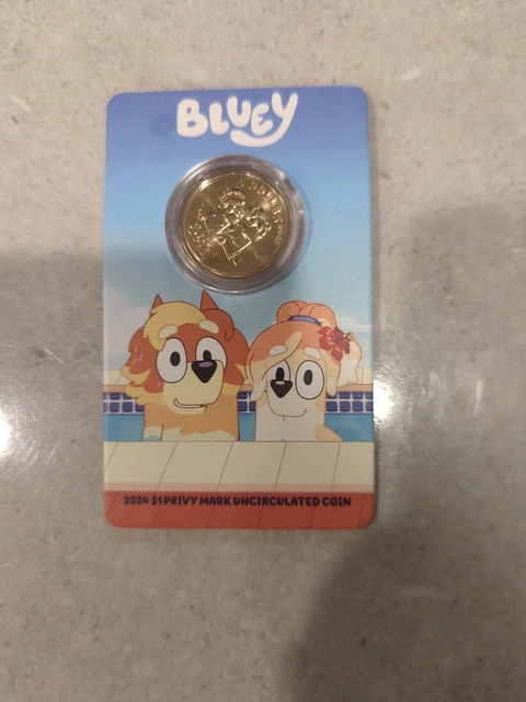 2024 $1 BLUEY Privy Mark Coin in Card Rad & Frisky 1 Dollar Bucks UNC ...