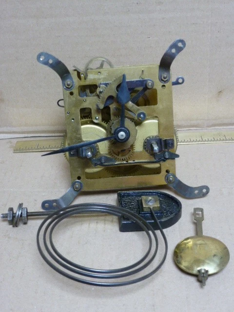 OLD &FHS& BRACKET-MANTLE Clock Movement-Hands-Pendulum & Gong (Fh) £24. ...