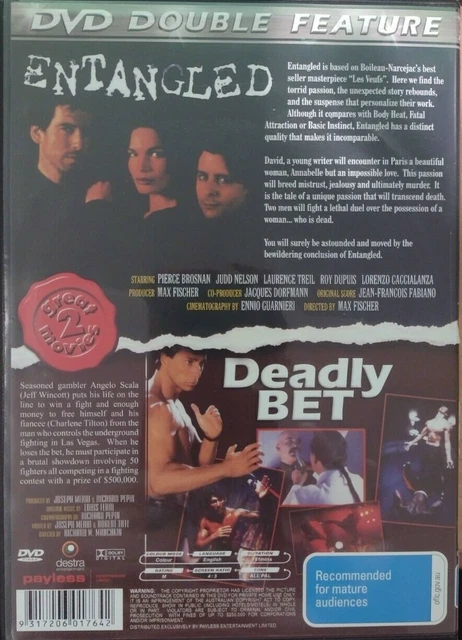 ENTANGLED / DEADLY Bet (DVD, 1993) Pierce Brosnan, Jeff Wincott, Charlene Tilton $6.36 - PicClick AU