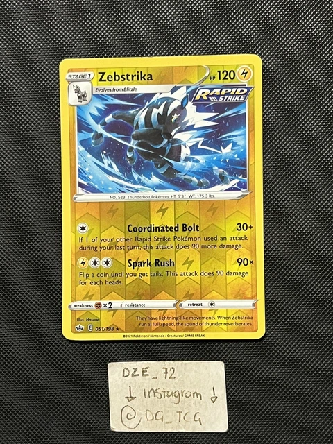 POKEMON CHILLING REIGN - Zebstrika - 051/198 - Reverse Holo - M/NM. EUR ...