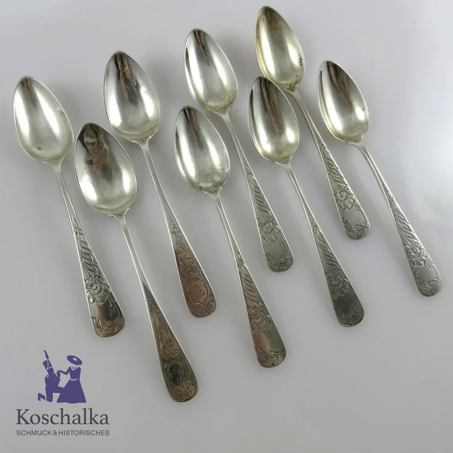 ACHT ANTIKE 800ER Silber Tee und Kaffee Löffel, Handarbeit um 1900 (EK3) EUR 145,00 - PicClick DE