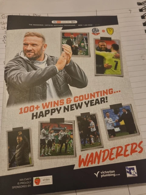 BOLTON WANDERERS FOOTBALL Programmes 23/24 Bolton Vs Burton Albion £1. ...