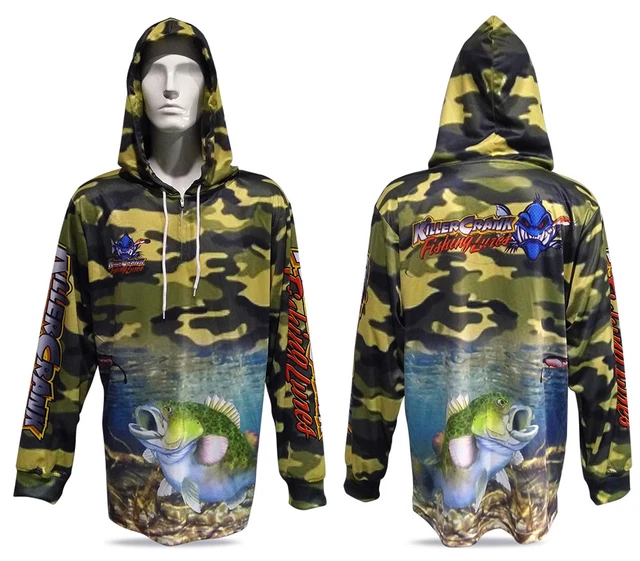 NEW KILLER CRANK Murray Cod Fishing Shirt With Hood. All Mens Sizes ...
