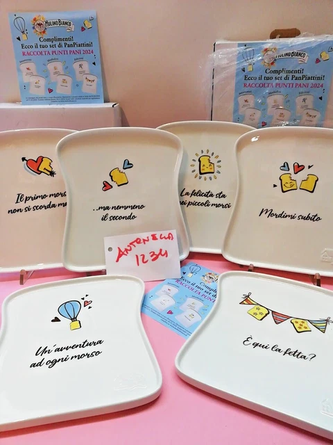 MULINO BIANCO PANPIATTINI 2024 SET A-B-C SET COMPLETO 6 PAN PIATTINI ...