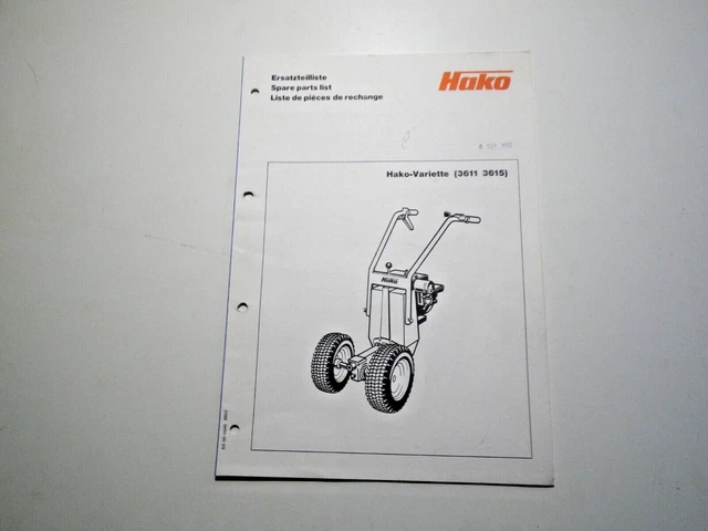 ERSATZTEILLISTE HAKO VARIETTE (3611) und (3615) Original Hako Hausdruckerei EUR 24,90 - PicClick DE