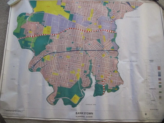 VINTAGE 1969 LARGE Planning Scheme Map Sheet 2 - Bankstown NSW ...