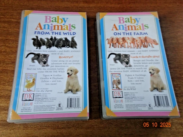 2 BABY ANIMALS Tapes From The Wild & On The Farm (VHS, 1997/8) - DK ...
