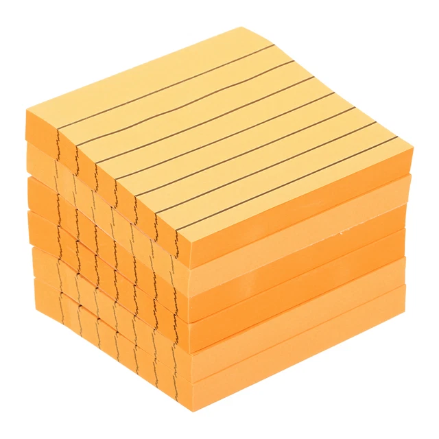 6 PACK 3&X3& Lined Sticky Notes, Self-Stick Note Pads 100 Sheets/Pad ...
