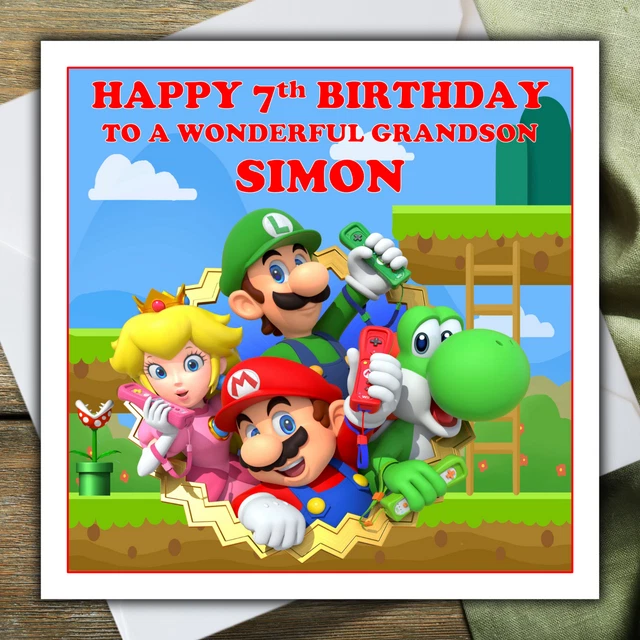 SUPER MARIO BIRTHDAY card personalised with any AGE RELATIONSHIP NAME £ ...