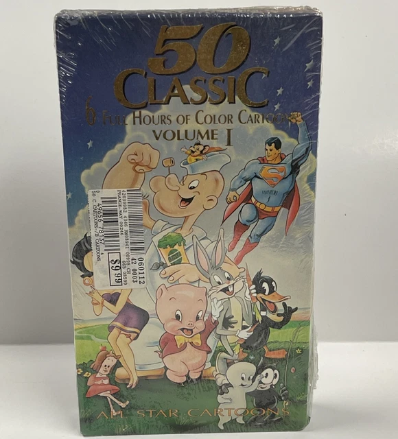VTG 50 CLASSIC Cartoons 6 Full Hours of Color Cartoons Volume I VHS ...