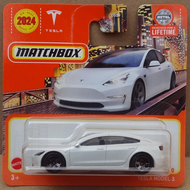 MATCHBOX 2024 - Tesla Model 3 - in metalflake white - NEW CASTING / NEW ...