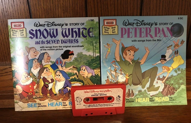 DISNEY SNOW WHITE and Peter Pan Read Along Books & Cassette Tape EUC £ ...