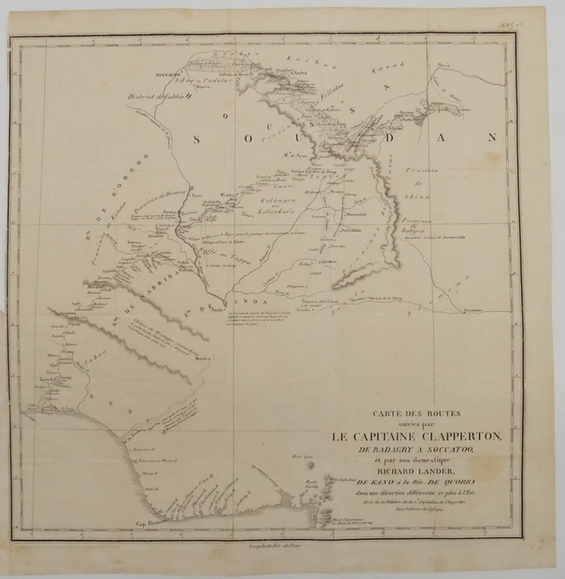 ANTIQUE 1829 MAP Of Africa, Soudan, Routes Followed By Captain ...