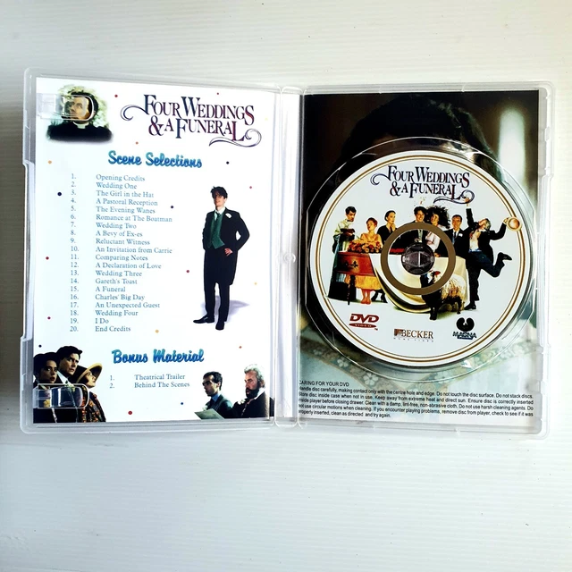 FOUR WEDDINGS & A Funeral DVD Romance, Comedy, Hugh Grant, Region 2/4 ...