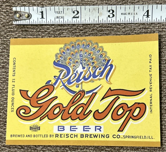 VINTAGE REISCH GOLD Top 12 Oz. Beer Bottle Label Reisch Brewing ...