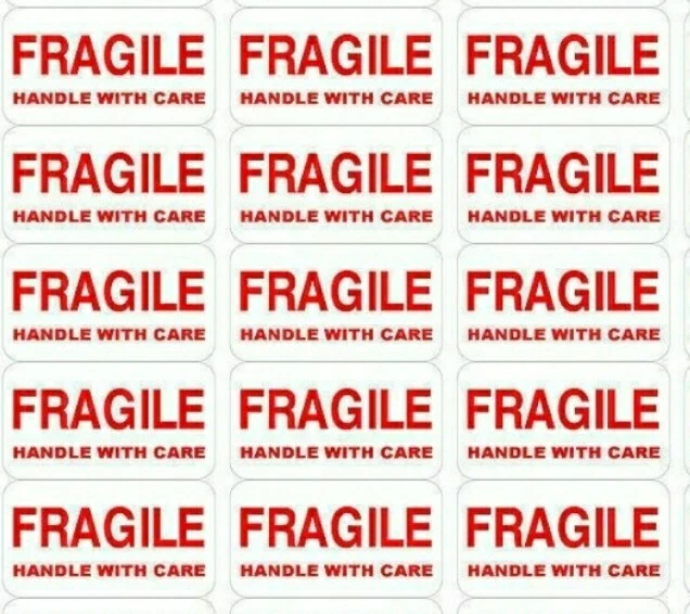 HANDLE WITH CARE Fragile Parcel Labels- Postage,Stickers Permanent Self ...
