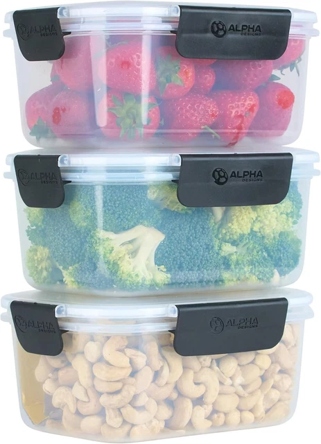 ALPHA DESIGNS MEAL Prep Containers Reusable Food Lunch Box with Lids 3 ...