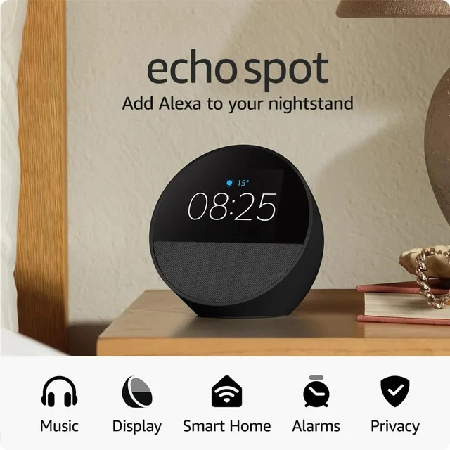 ECHO SPOT (NEWEST gen) Smart alarm clock with vibrant sound + Alexa ...