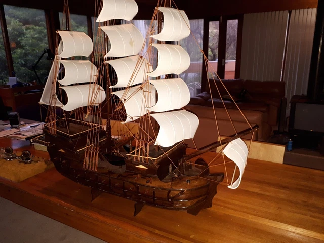 SHIP MODEL ;BEAUTIFUL large wooden handmade model of a Galleon $400.00 ...