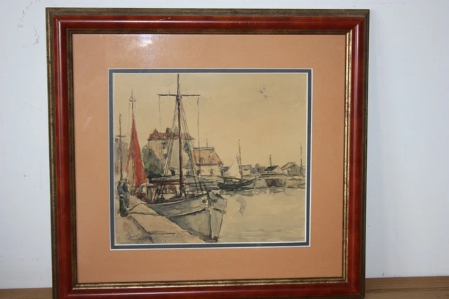 TABLEAU PEINTURE AQUARELLE Marine Voilier Bateau signée Gaston ... 54 EUR 60,00 - PicClick FR