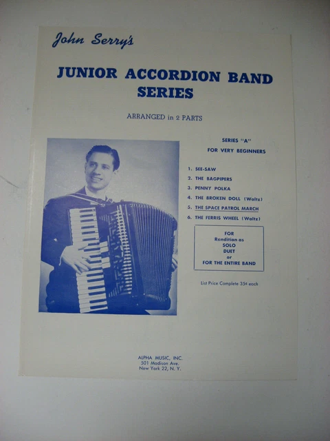 THE SPACE PATROL March ACCORDION Sheet Music John Serry Junior Band ...