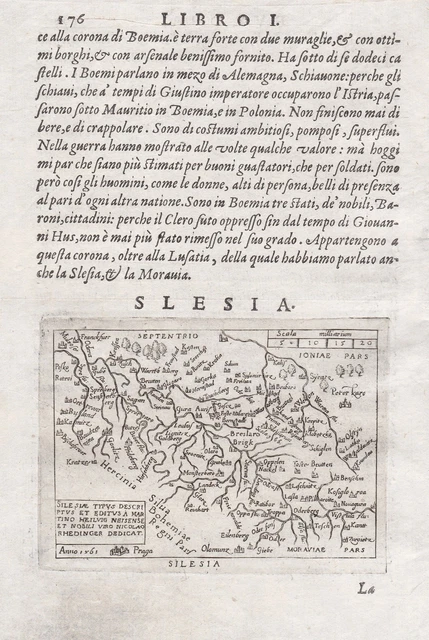 SLESIA SLESIA POLSKA Polonia mappa mappa Ortelius Botero incisione su ...
