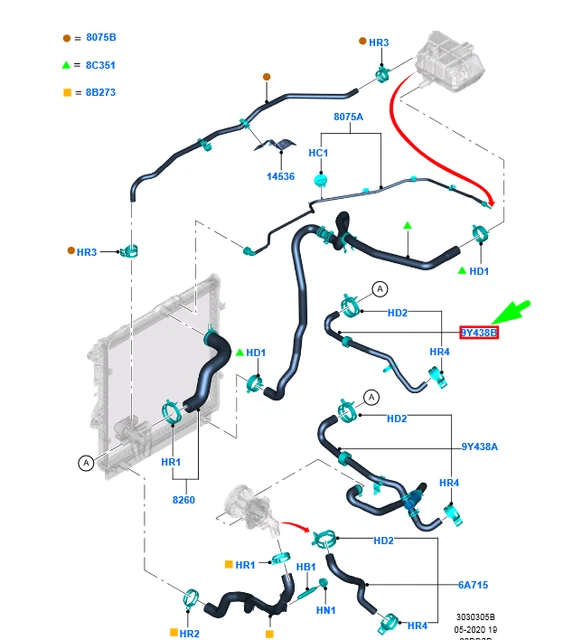 FORD RANGER T6 MK1 Cooling System Hose Less Valve 2117542 NEW GENUINE £ ...