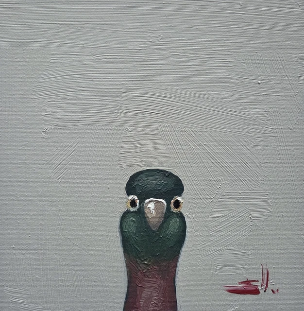 PIGEON OIL PAINTING Vivek Mandalia Impressionism 8X8 Collectible ...