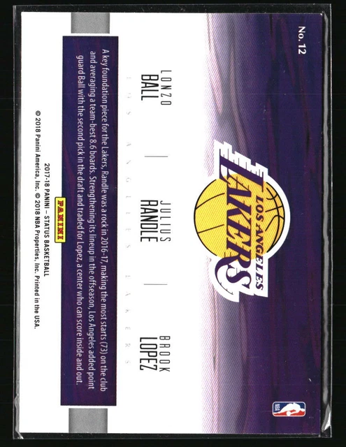 CARTE DE BASKETBALL Brook Lopez/Julius Randle/Lonzo Ball 2017 statut ...