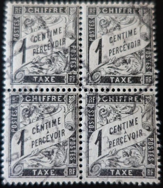 FRANCIA FRANCOBOLLO TASSA Tipo Duval N°10 Blocco 4 Obliterazione CAD £7 ...