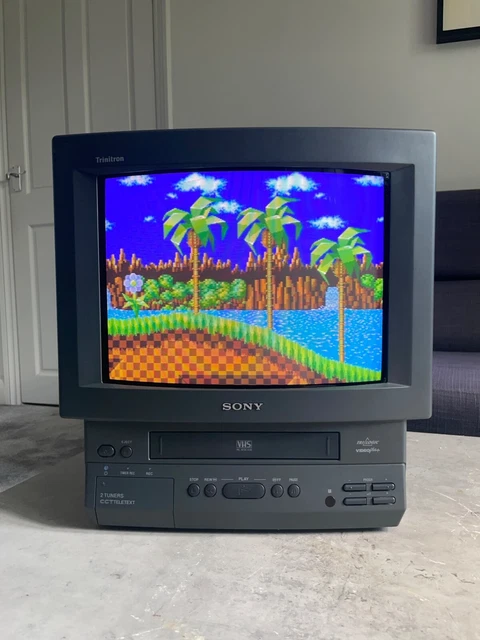 SONY TRINITRON KV-14V6U 14" VHS Combi Retro Gaming RGB Colour CRT TV ...