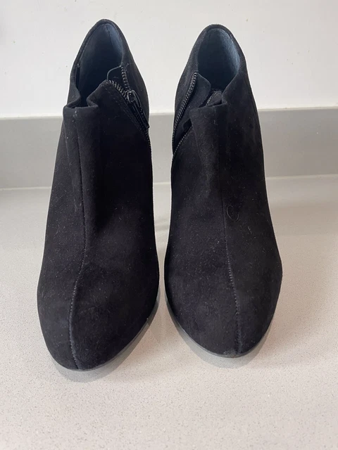CARVELA BLACK SUEDE Zip Stiletto Platform Shoe Boot Heels UK5 Worn Once ...