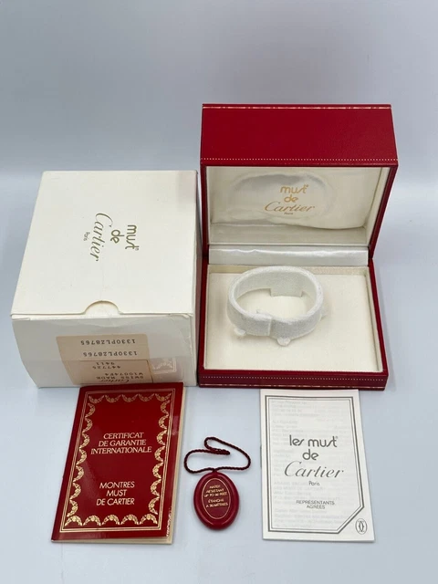 VINTAGE ORIGINE CARTIER Boîte à montre rouge coffret bois cuir Livret ...