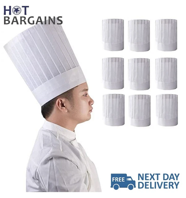 CHEF HAT DISPOSABLE Cap Kitchen Hat Round Paper Hats £9.85 - PicClick UK