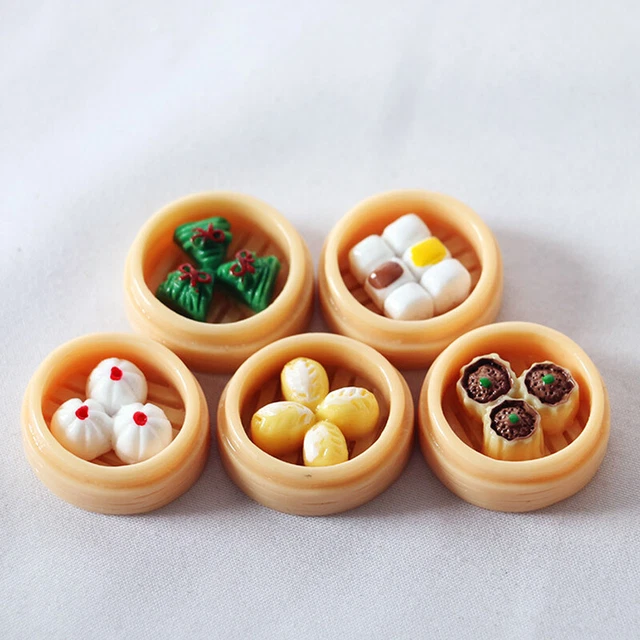 5PCS 1:12 SCALE Miniature Dollhouse Chinese Dim Sum Food for Decor T-xp ...