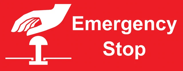 RED EMERGENCY STOP Button Health Safety Sign Sticker Decal Notice ...