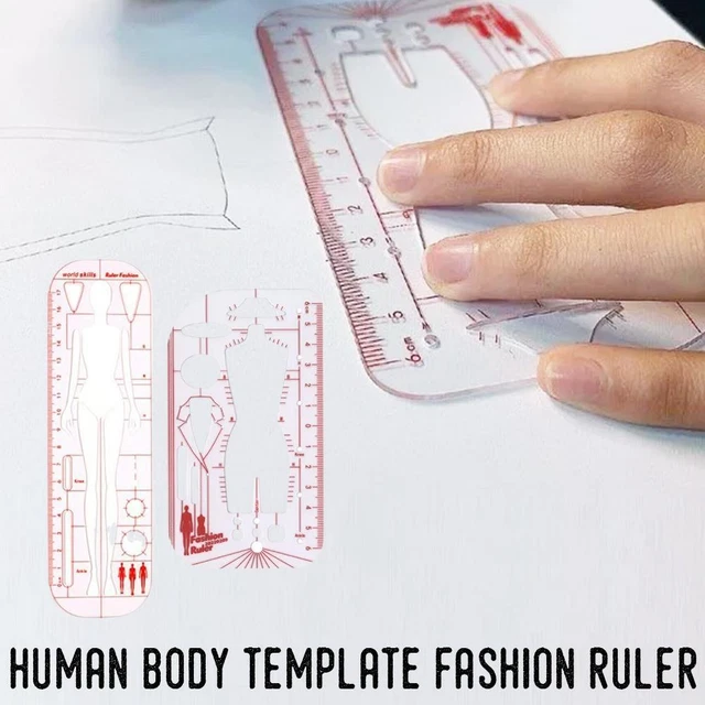 HUMAN BODY DRAWING Template Ruler Fashion Garment Measuring Clothing ...