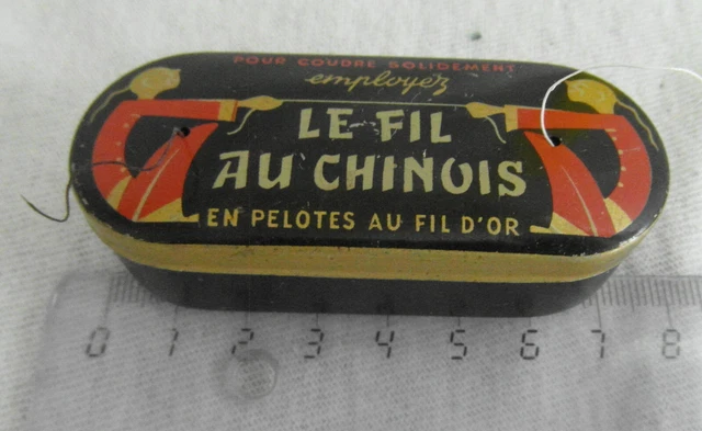 BOITE ANCIENNE EN métal - Le fil au chinois - avec pelotte - EUR 10,00 ...
