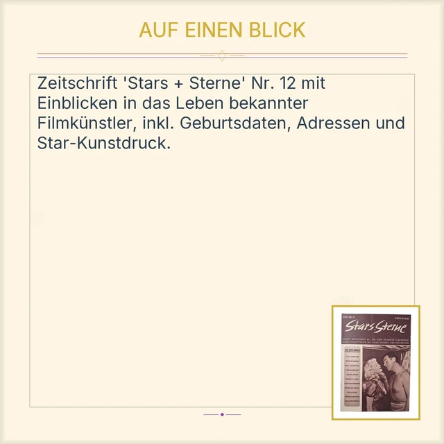 STARS + STERNE Nr. 12 Zeitschrift Geburtsdaten Adressen Kunstdruck EUR ...