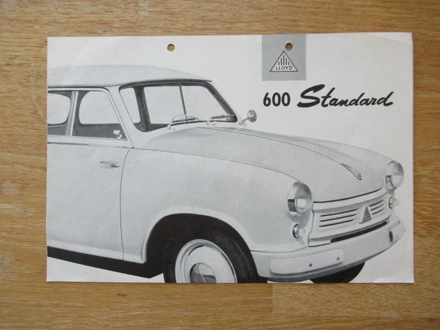 ALTE OLDTIMER WERBUNG / Prospekt / Broschüre LLOYD 600 Standard EUR 19 ...