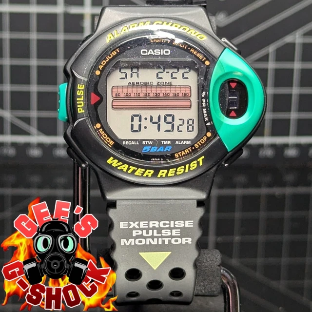 CASIO VINTAGE JP-200 Heart Pulse Monitor Classic Digital Sports Black ...