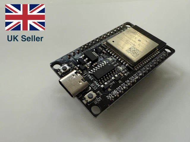 ESP32 DEVELOPMENT BOARD (WROOM-32) USB-C 30-pin WiFi BlueTooth DevKit ...
