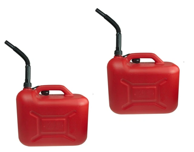 2X JERRYCAN 20 Litre, Kit Plastique Bidon de Combustible pour Essence ...