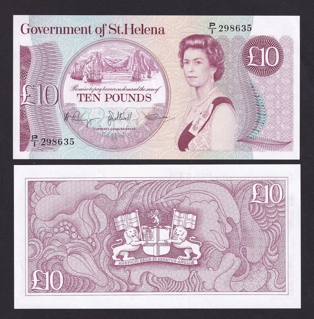 UNC ST. HELENA £10 Ten Pounds Banknote 1985 Large Size Queen Elizabeth ...